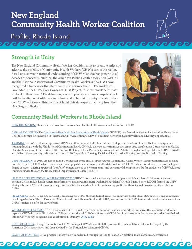 RI CHW Profile – Community Health Worker Association of RI